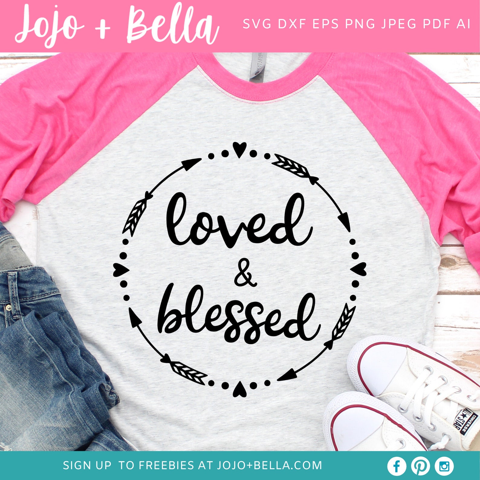 Loved and Blessed SVG, Love Svg, Thankful Svg, Arrow Wreath Svg ...