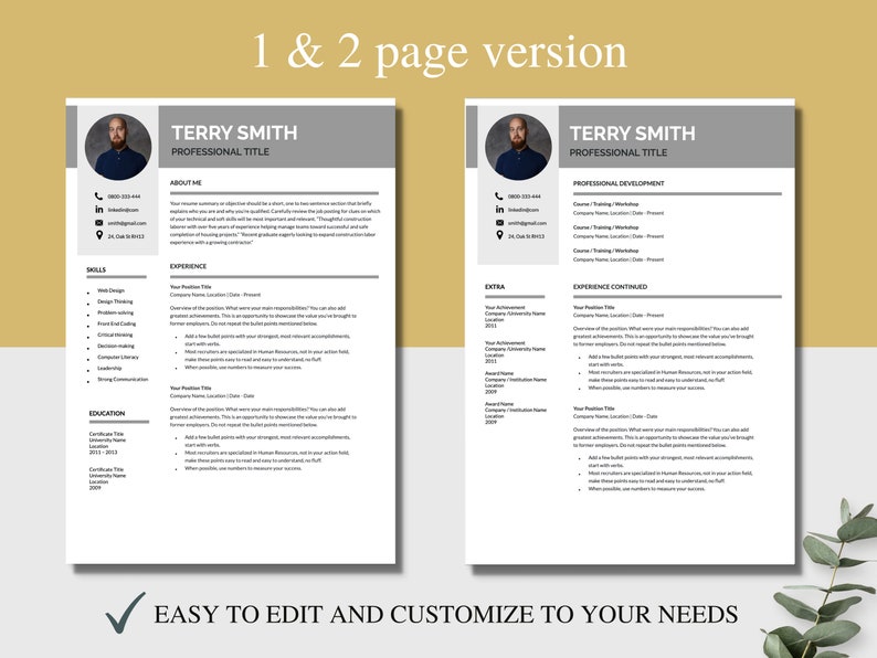 Resume Google Docs Word Resume Template Resume Design - Etsy