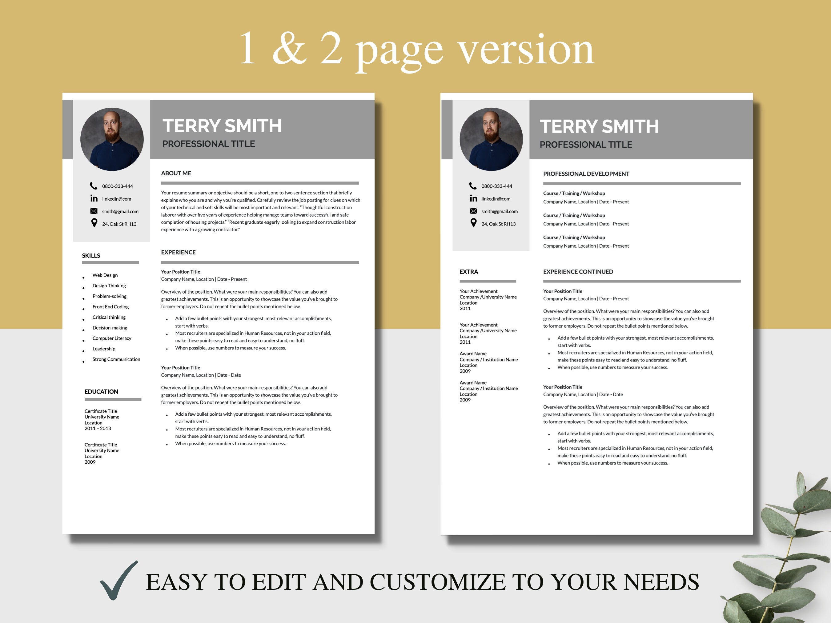 Resume Google Docs Word Resume Template Resume Design - Etsy