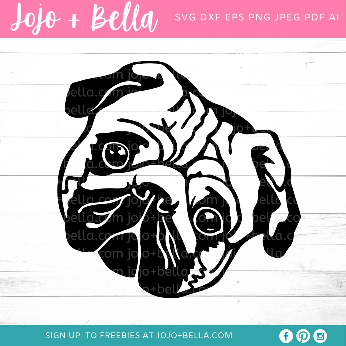 Pug SVG - Dog Svg, Cute Pug Svg, Cute Dog SVG, Dog Head Svg Cut File ...