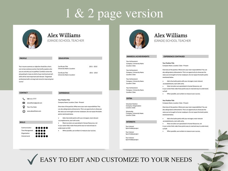 Teacher Resume Template, Principle Resume, Resume Template Word ...