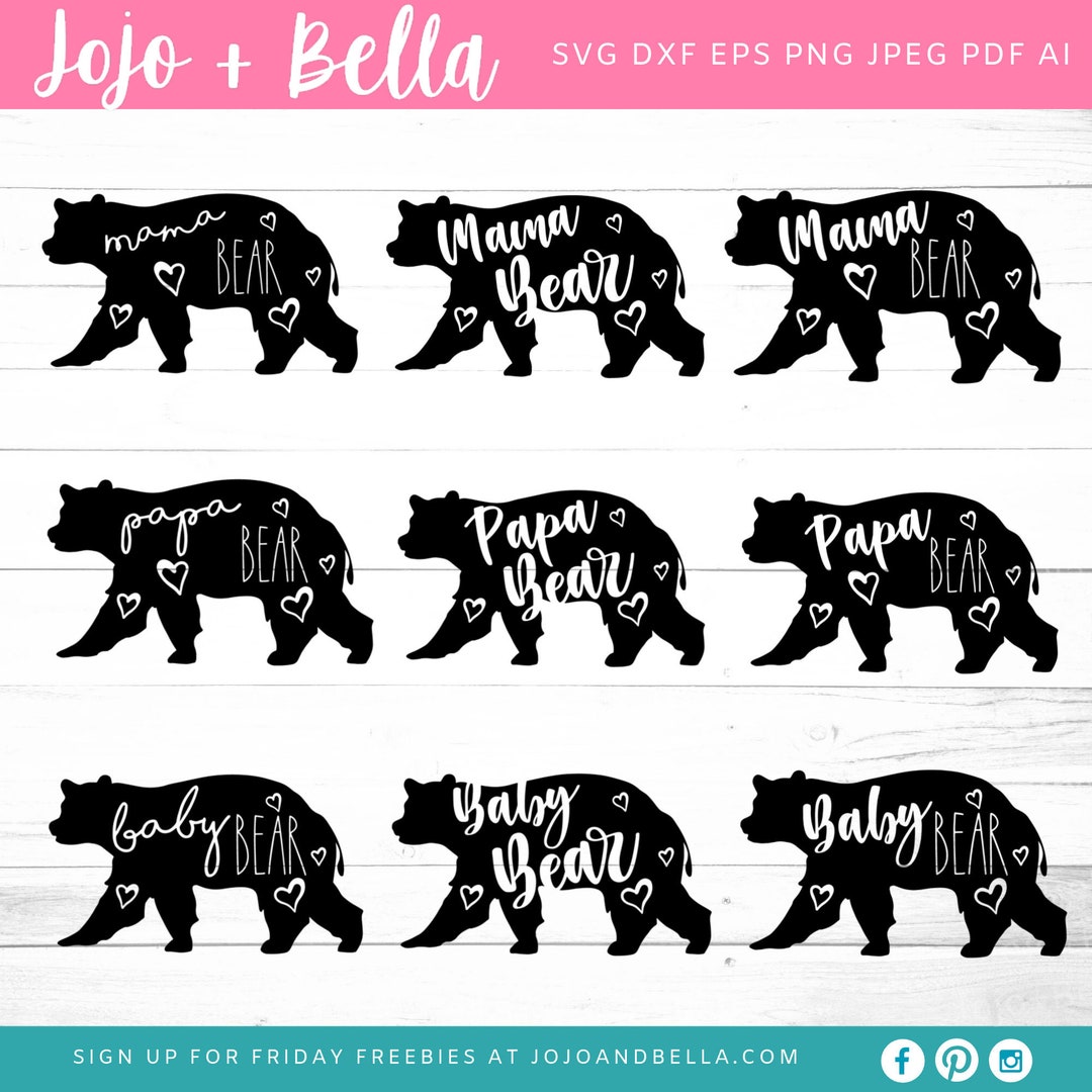 Bear Family Bundle Set Svg Dxf Eps Png Ai Pdf Files for Cricut and ...