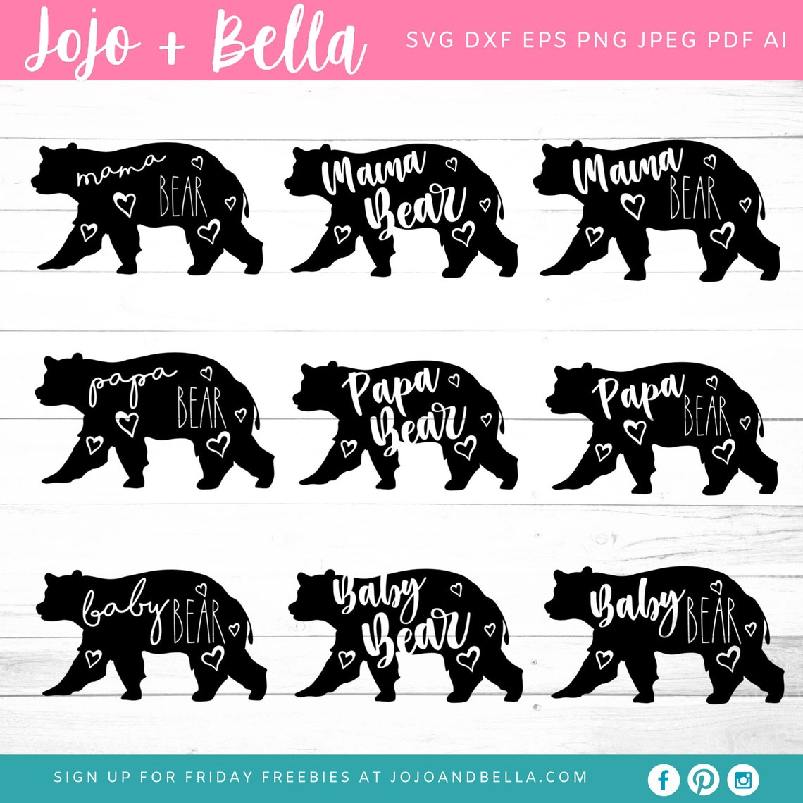 Bear Family Bundle Set Svg Dxf Eps Png Ai Pdf Files for Cricut | Etsy UK