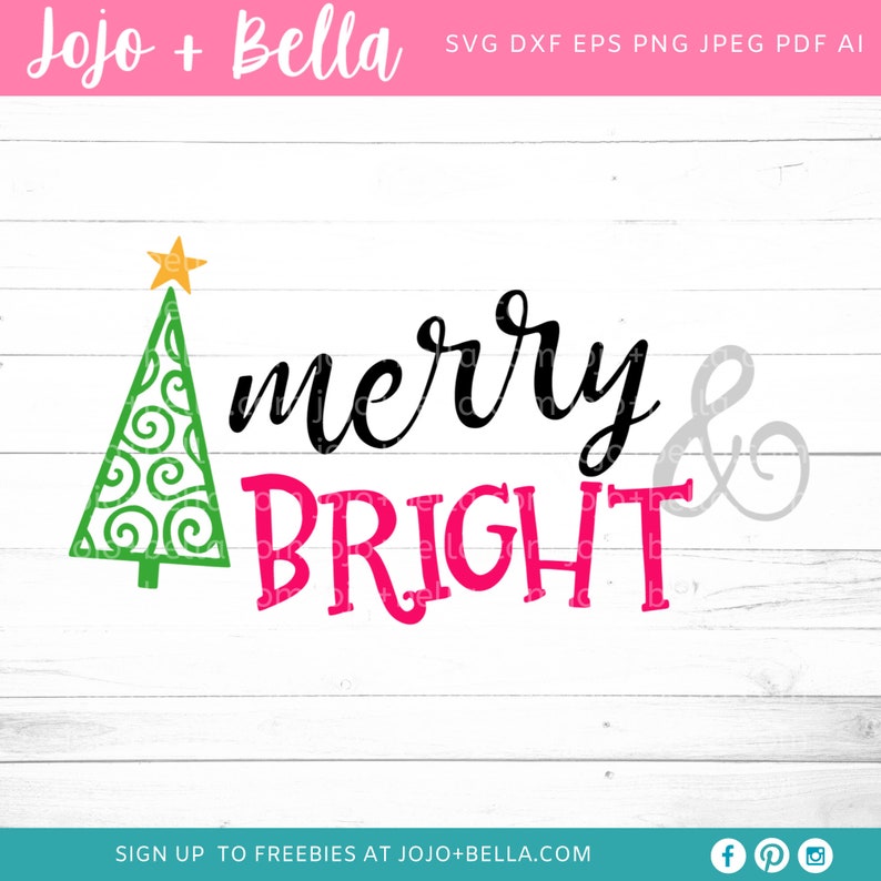 Christmas Tree SVG Merry and Bright SVG Christmas Clipart - Etsy