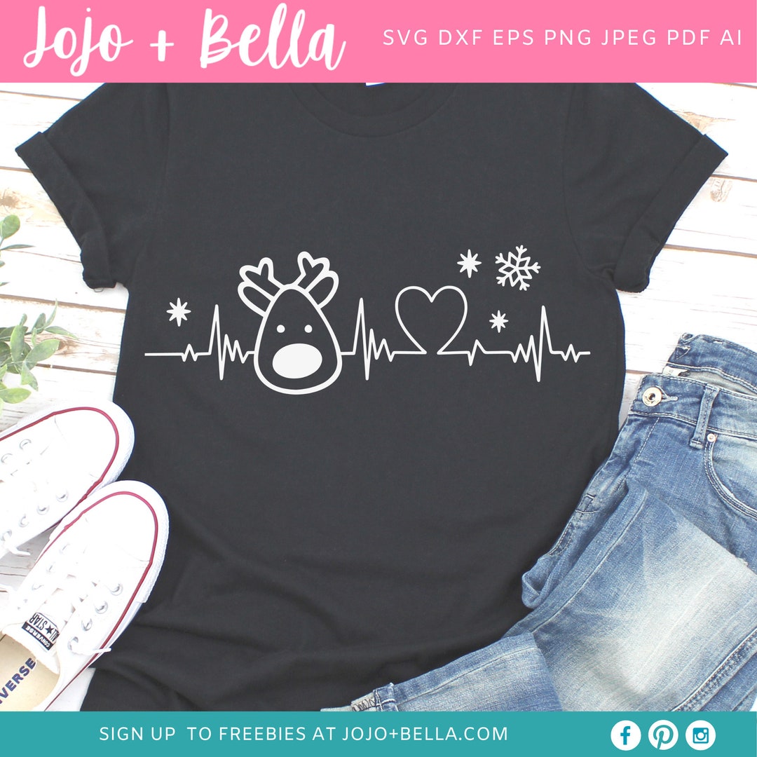 Christmas SVG, Christmas Heartbeat SVG, Reindeer Svg, Christmas Shirt ...