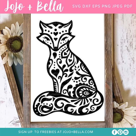 Mandala Fox SVG Zentangle Svg Mandala svg Fox svg file | Etsy