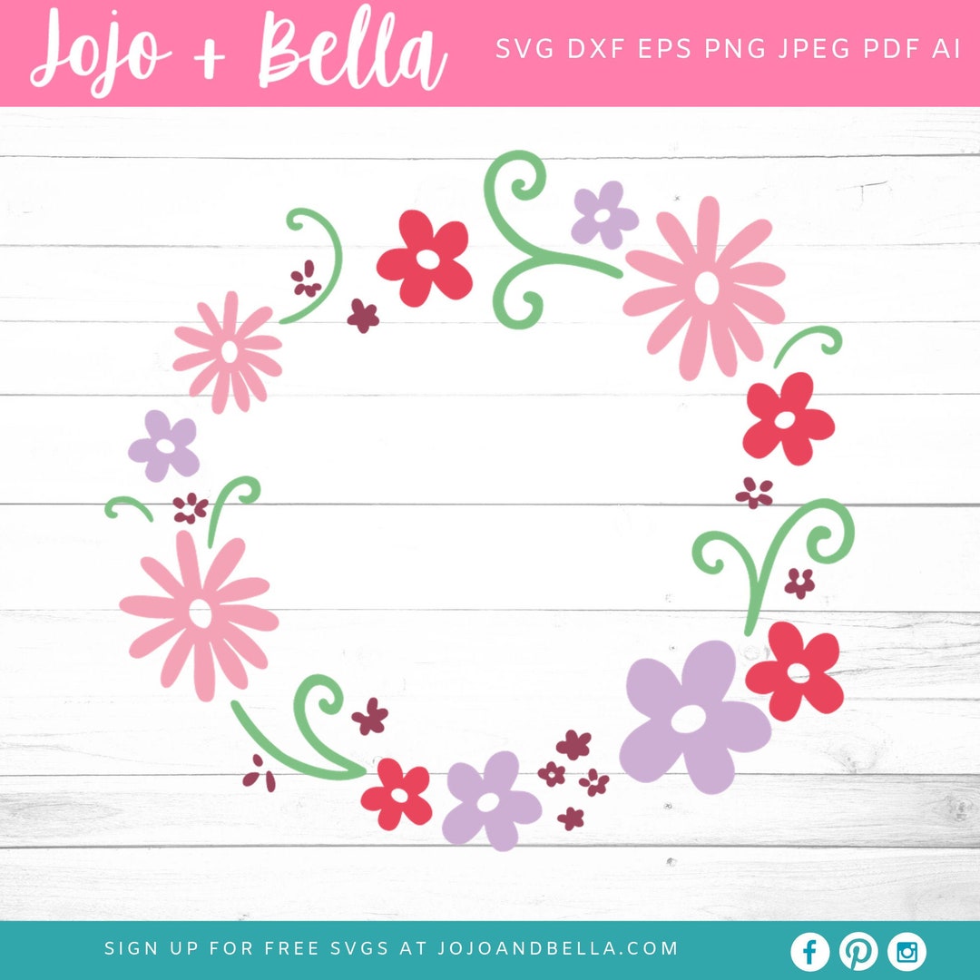 Flower Wreath SVG, Pink Flower Wreath Svg Cut File, Flower Svg - Flower ...