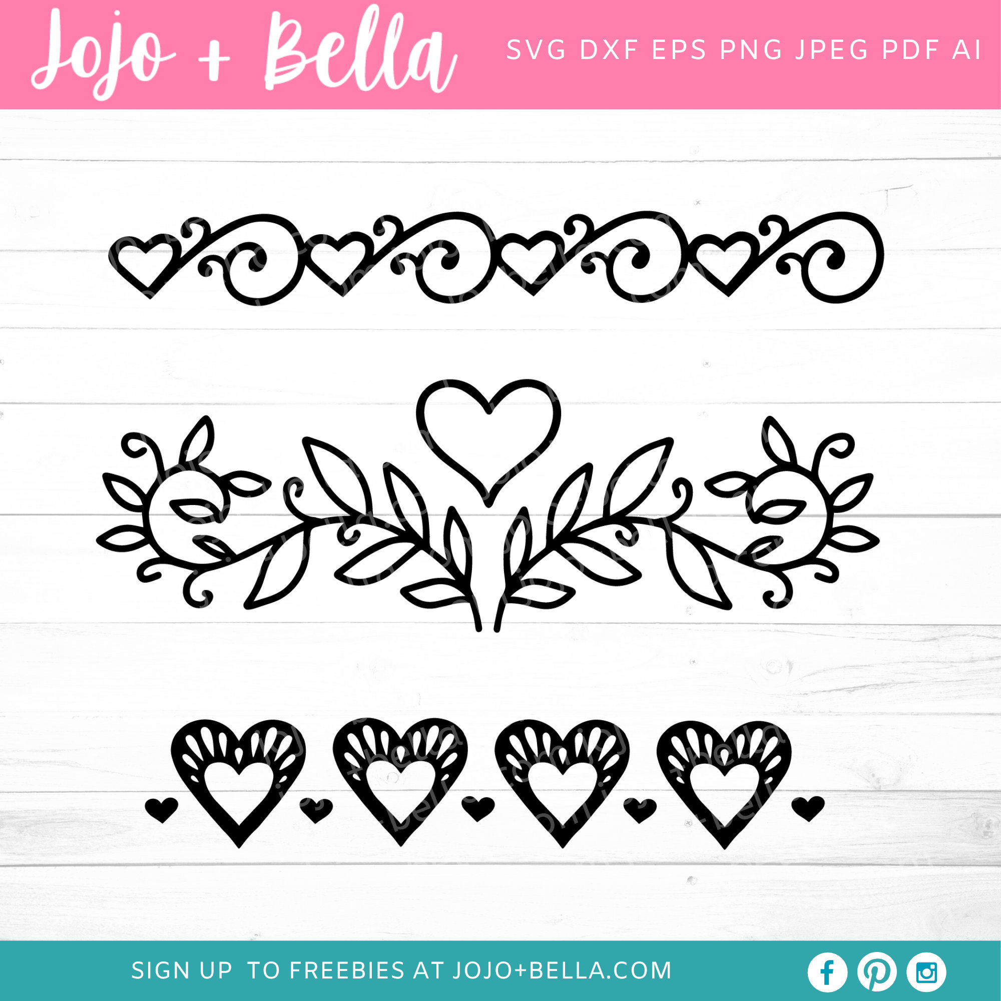 Heart Border Svg Bundle, Swirly Heart Svg, Heart Svg, Flourishes Svg ...