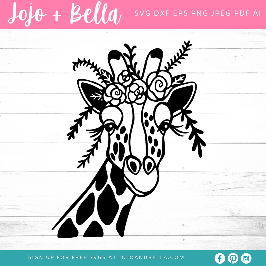 Giraffe SVG - Giraffe Flowers Svg - Flowers Svg - Giraffe Cartoon Svg ...