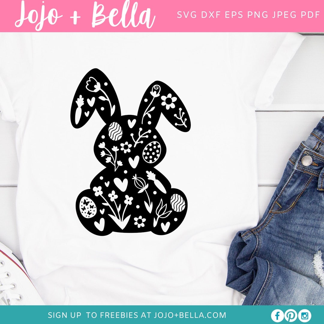 Floral Bunny SVG, Easter Bunny SVG, Patterned Easter Bunny Svg, Spring ...