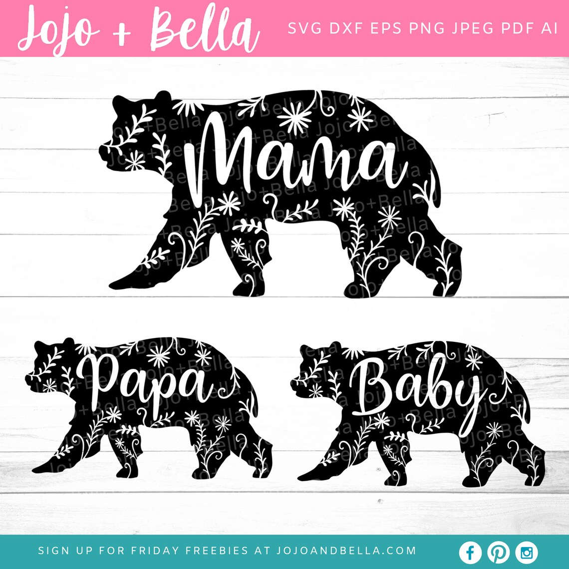Bear Family Bundle Set Svg Dxf Eps Png Ai Pdf Files for Cricut - Etsy