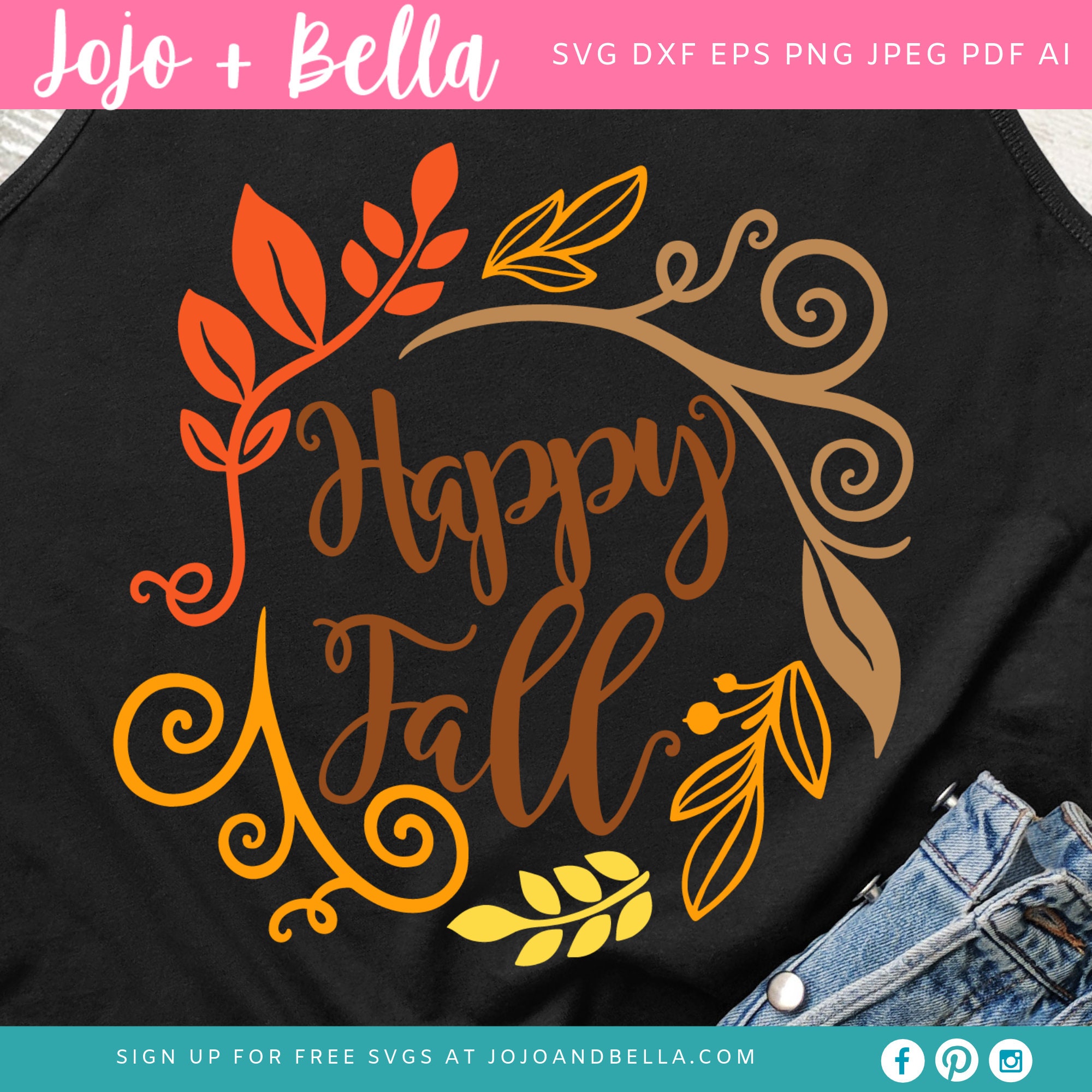 Happy Fall SVG SVG Dxf EpS Ai jpeg png pdf Cut File | Etsy