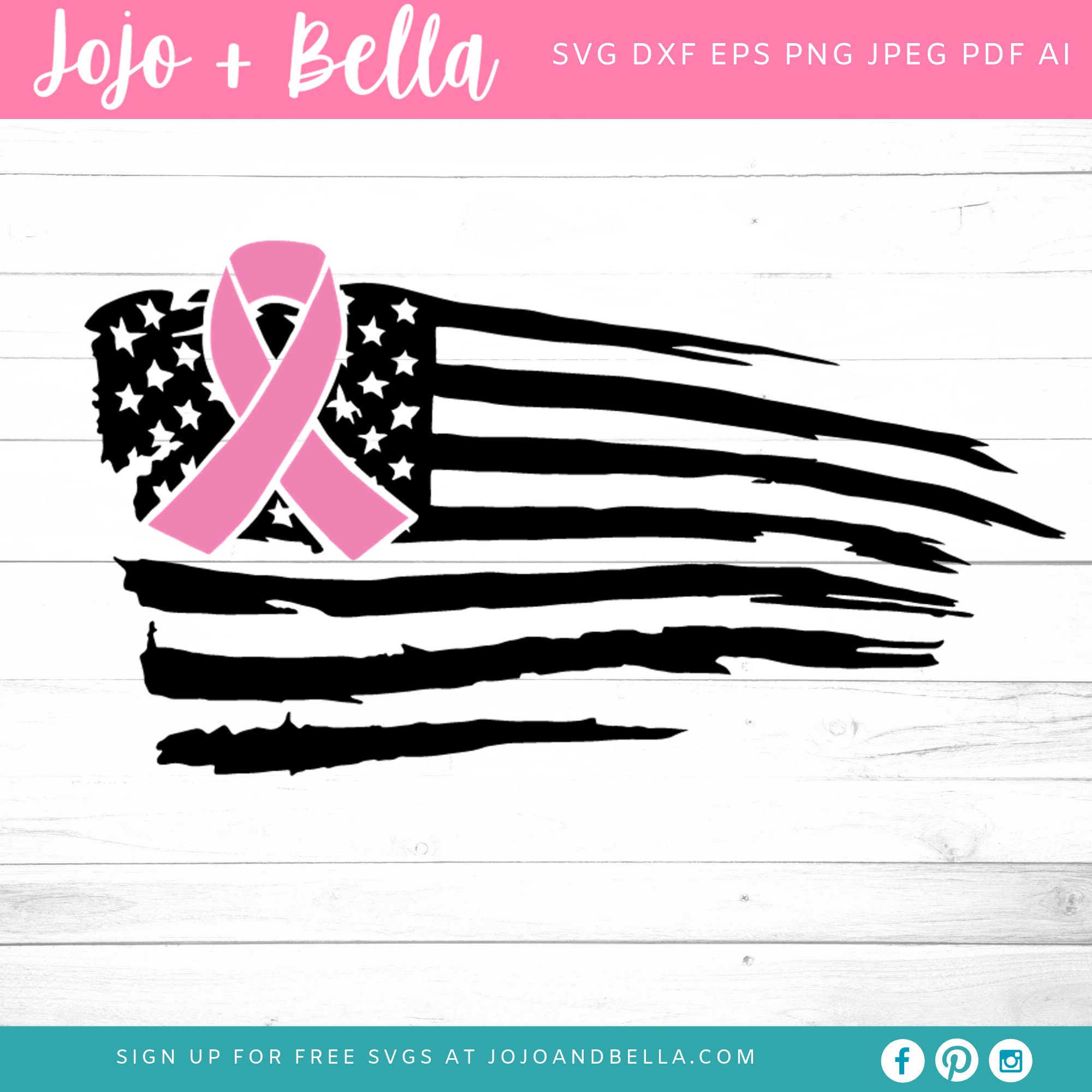 Breast Cancer Svg, Cancer Ribbon Svg, Cancer Svg, Distressed Flag Svg ...