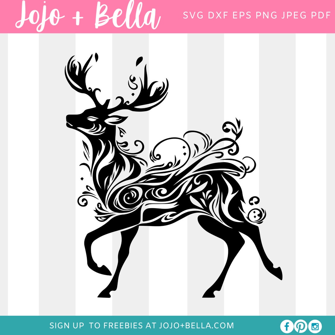 Swirly Reindeer SVG, Tribal Reindeer Svg, Nordic Reindeer Svg, Folk Art ...