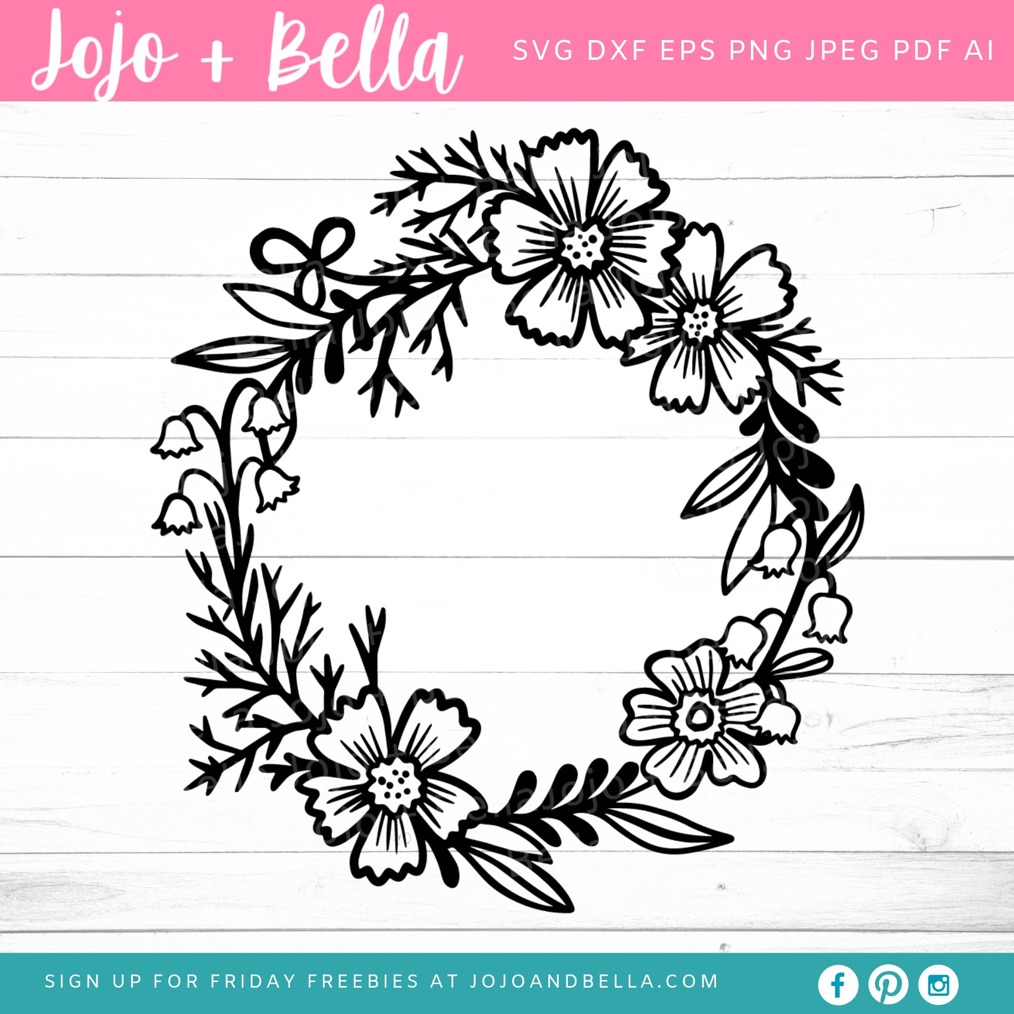 Flower Wreath SVG Svg Dxf Eps Jpeg Png Ai Pdf Cut | Etsy