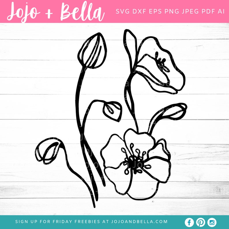 Poppy SVG Bundle - Svg, Dxf, Eps, Jpeg, Png, Ai, Pdf, Cut File - Flower ...