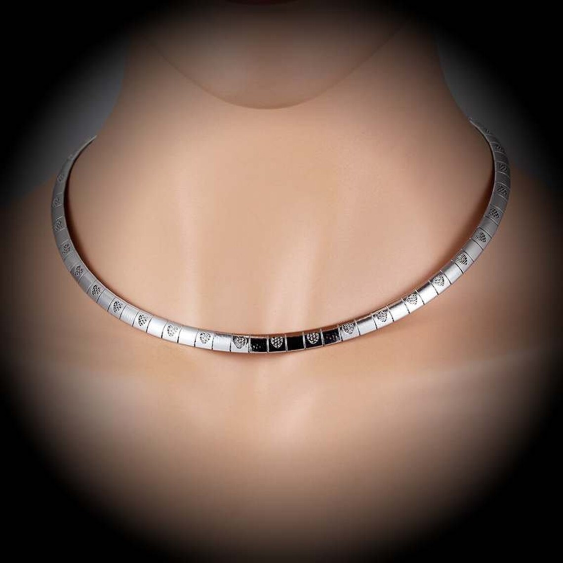 Heart Design Stainless Steel Choker Necklace Etsy