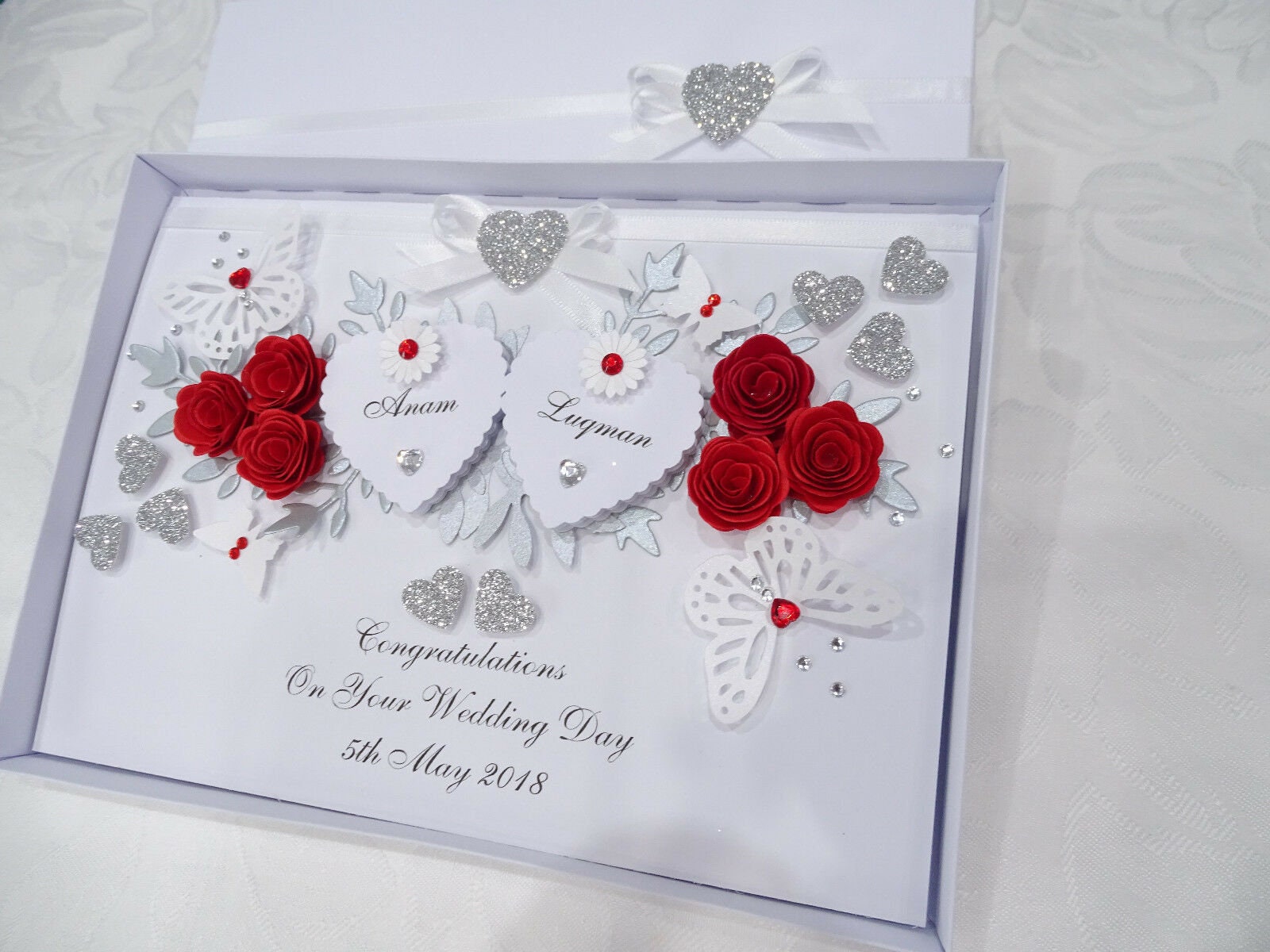 Luxury WEDDING Day Personalised Handmade Card RUBY ANNIVERSARY - Etsy UK