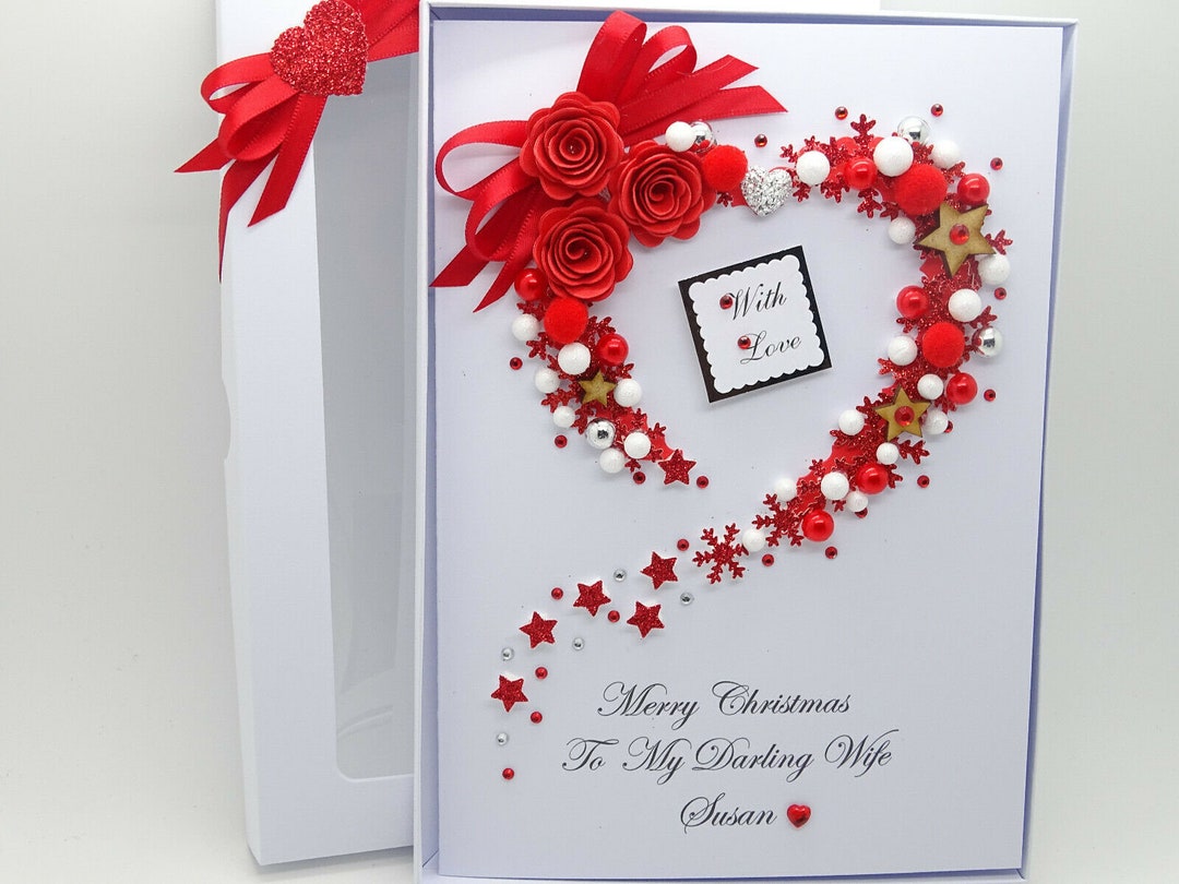 CHRISTMAS Card Handmade PERSONALISED Girlfriend Wife Fiancée Magical ...