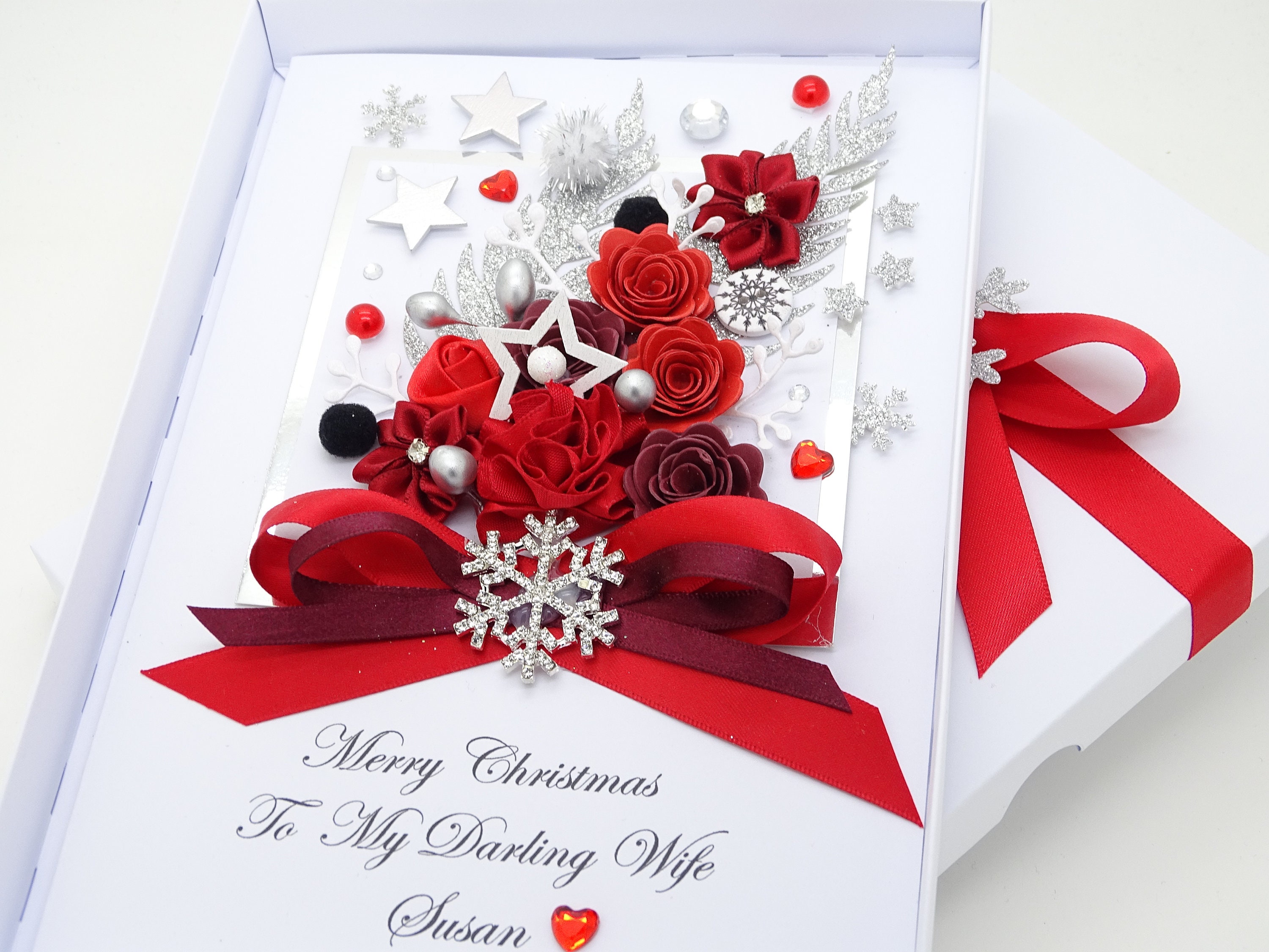 Luxury CHRISTMAS CARD Handmade PERSONALISED 3D Gift Box Mum - Etsy UK