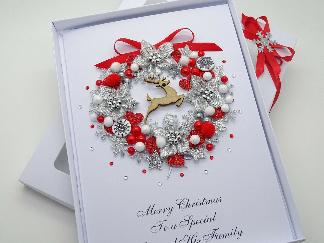 Handmade CHRISTMAS Card Personalised Parents Xmas Reindeer Friends 3D ...