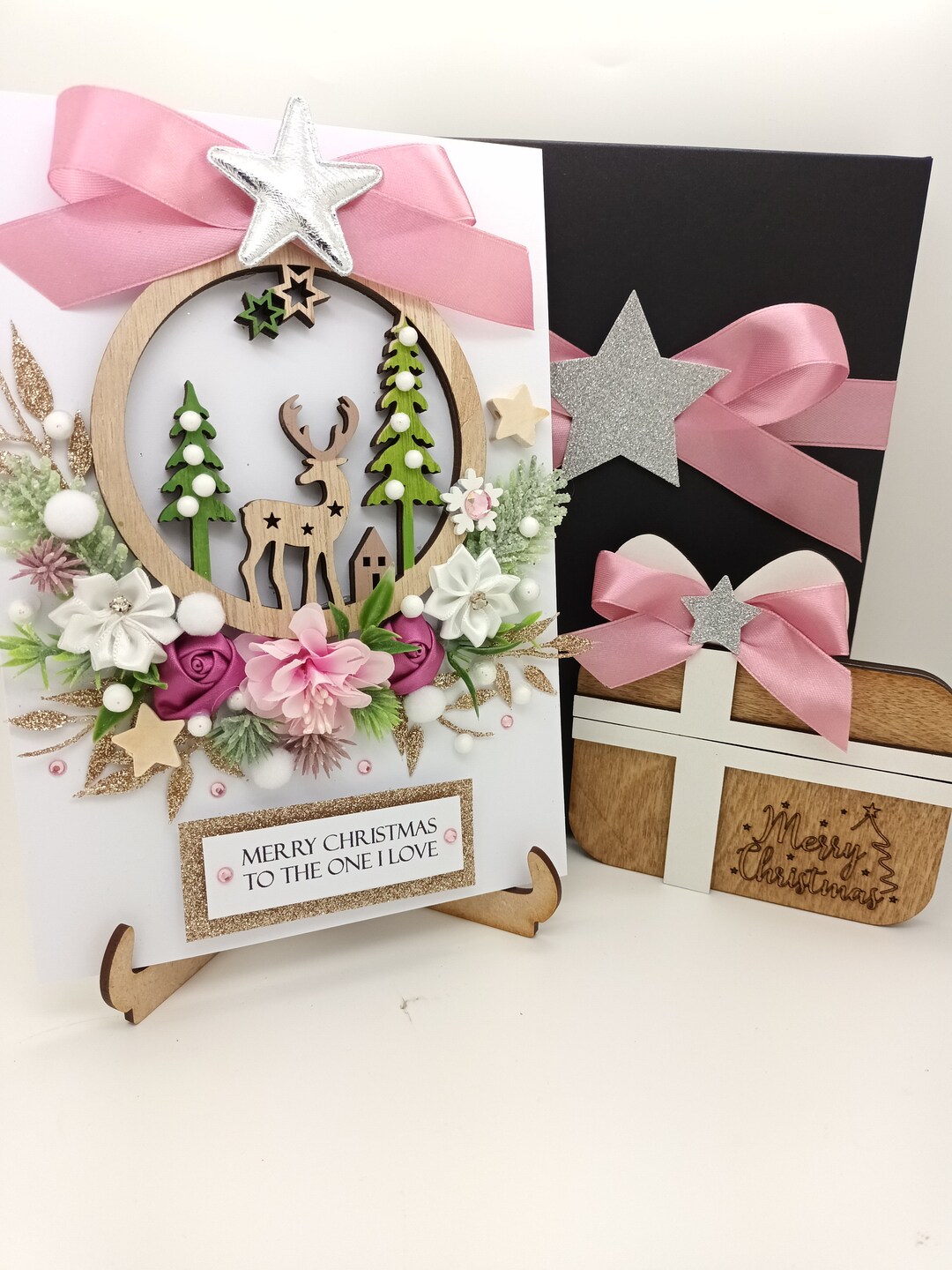 CHRISTMAS Handmade Card Luxury PERSONALISED 3D Gift Box Mum - Etsy UK