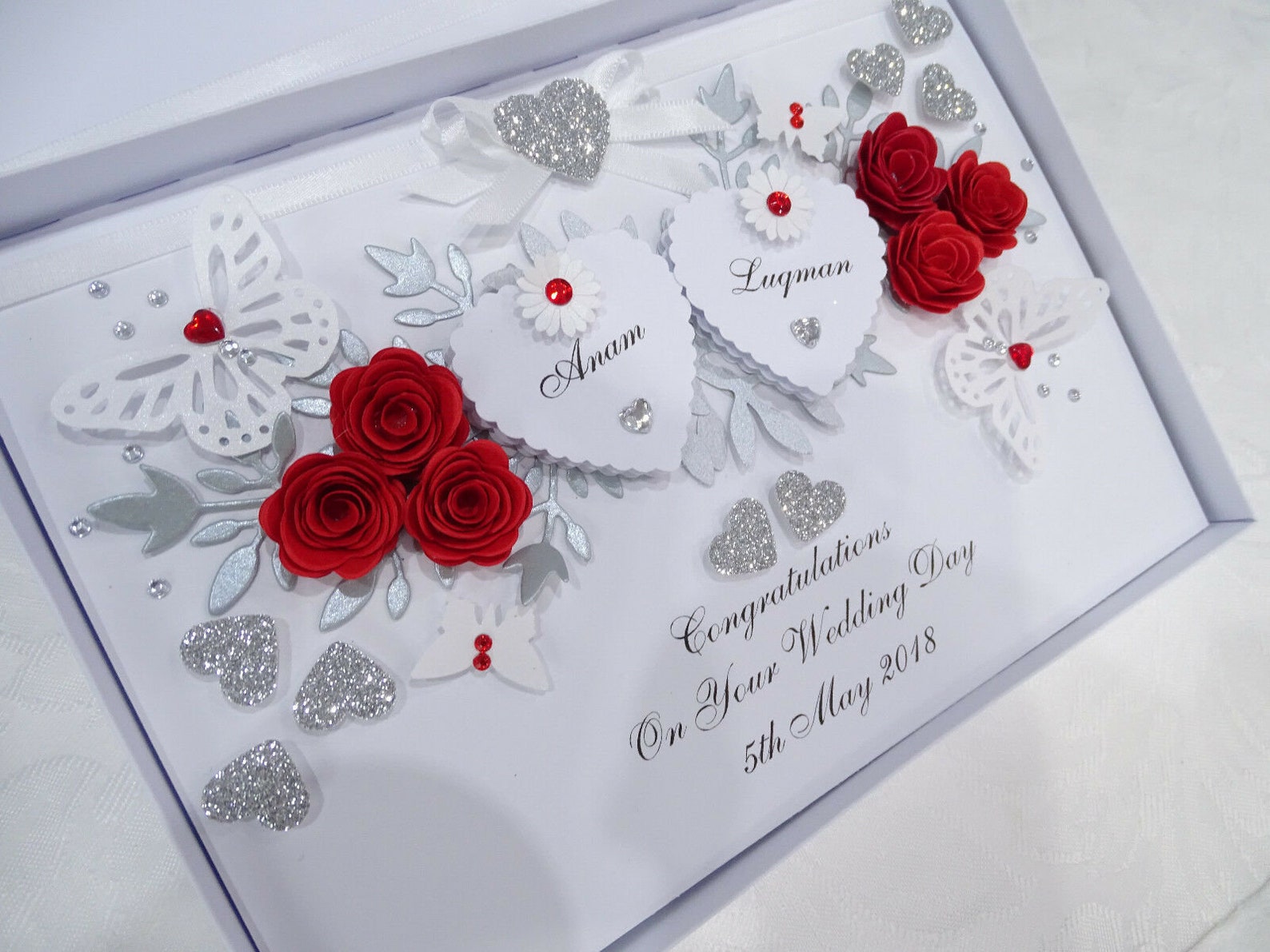 Luxury WEDDING Day Personalised Handmade Card RUBY ANNIVERSARY - Etsy UK
