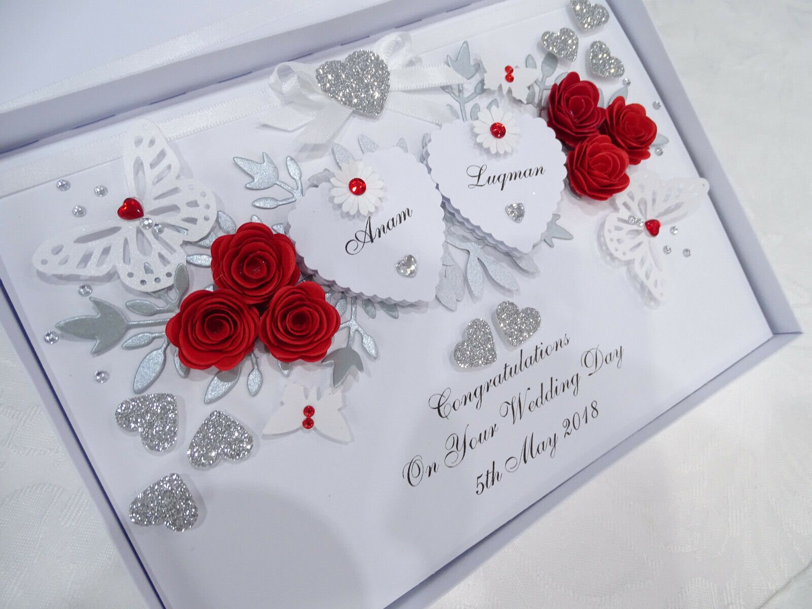 Luxury WEDDING Day Personalised Handmade Card RUBY ANNIVERSARY - Etsy UK