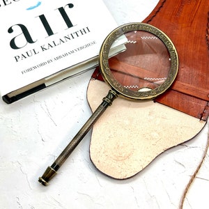 Vintage Style Brass Magnifying Glass in Leather Case, Handheld Optical ...