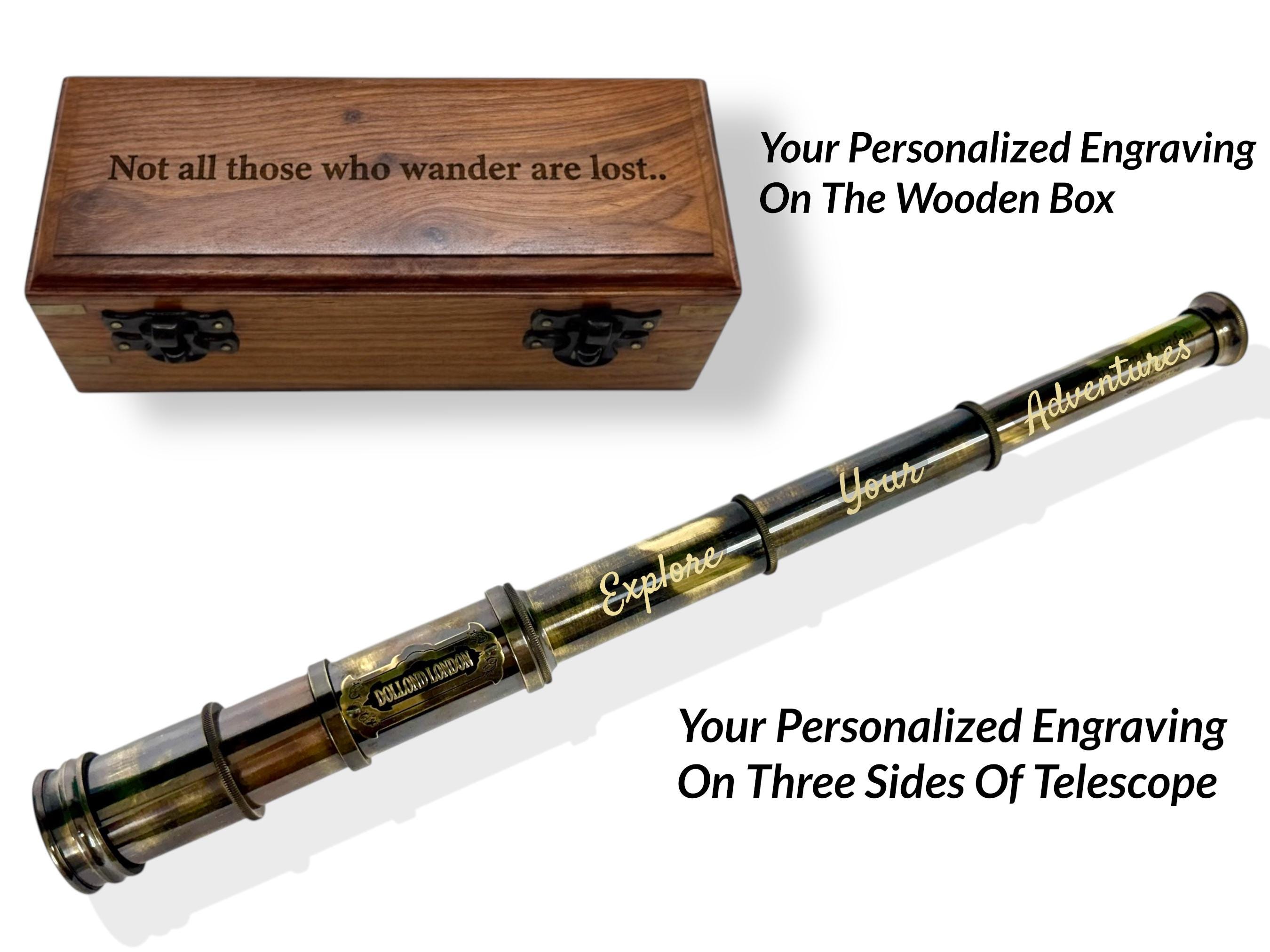 Personalized Brass Telescope Gift for Him, Engraved Nautical Spyglass ...