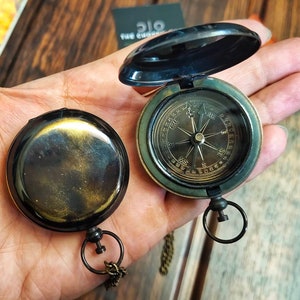 Personalized Brass Compass, Vintage Finish, Locket Compass ...