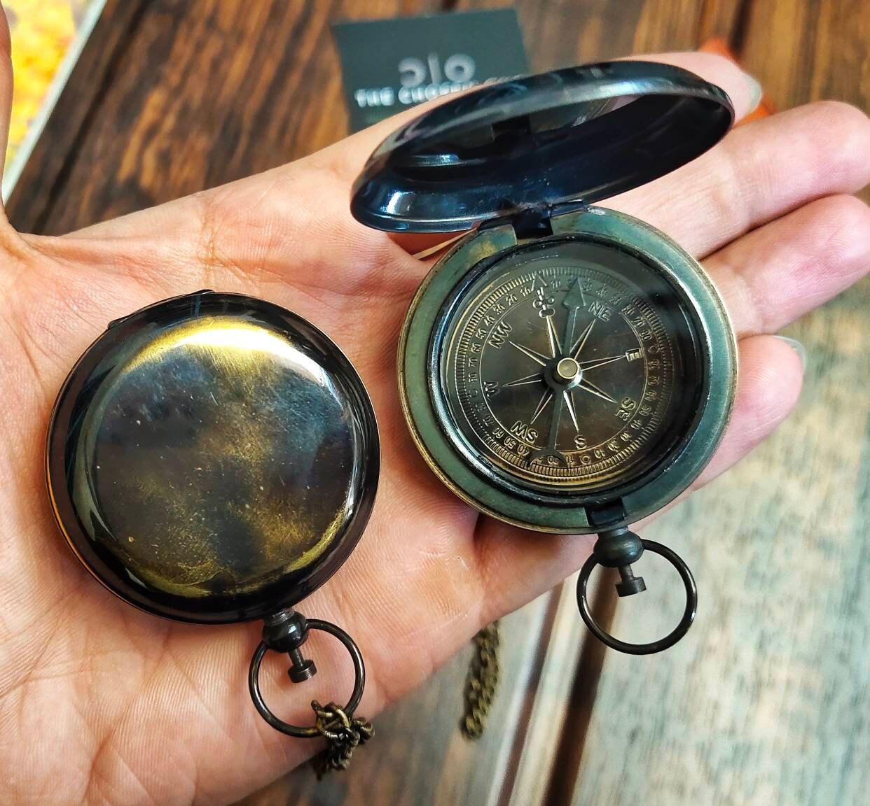 Personalized Brass Compass, Vintage Finish, Locket Compass ...