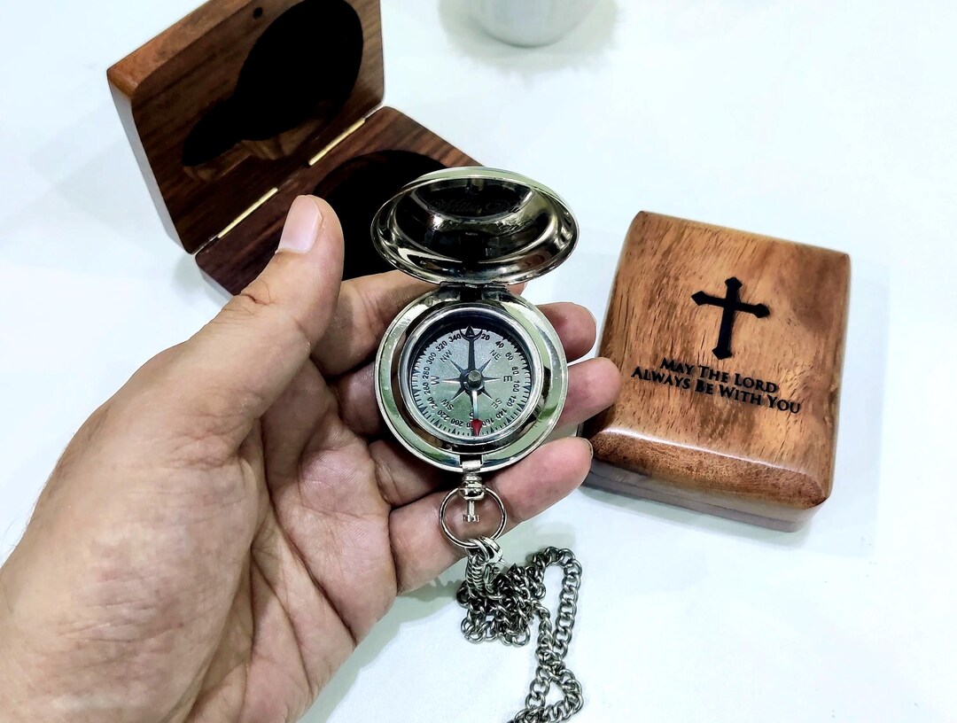 Engraved Brass Compass, Couple Anniversary Gift, Personalized Compass ...