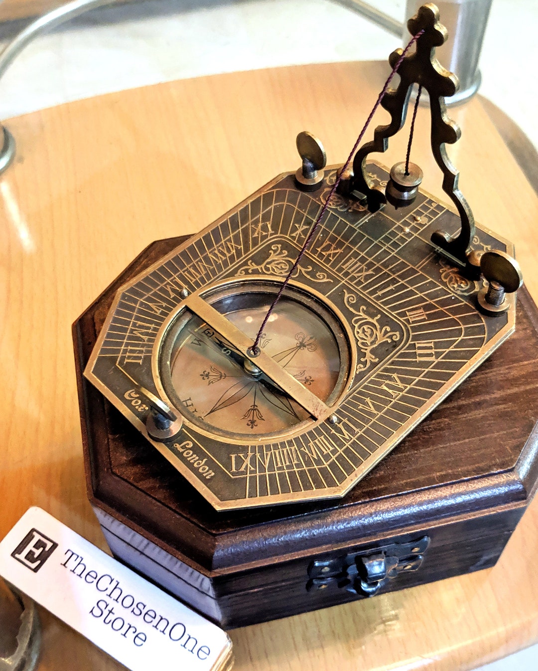 Handmade Brass Pendulum Compass Engraved Sundial Vintage-style Gift ...