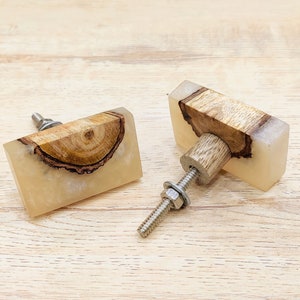 Clear Resin Knob, Wood Drawer Knobs, Drawer Pull, Wooden Drawer Knobs ...