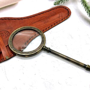 Vintage Style Brass Magnifying Glass in Leather Case, Handheld Optical ...
