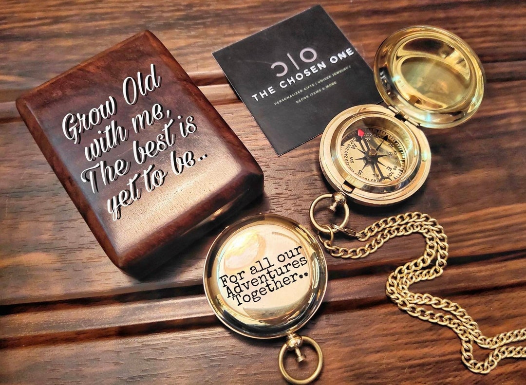 Engraved Gift Compass, Couple Anniversary Gift, Gift for Dad ...