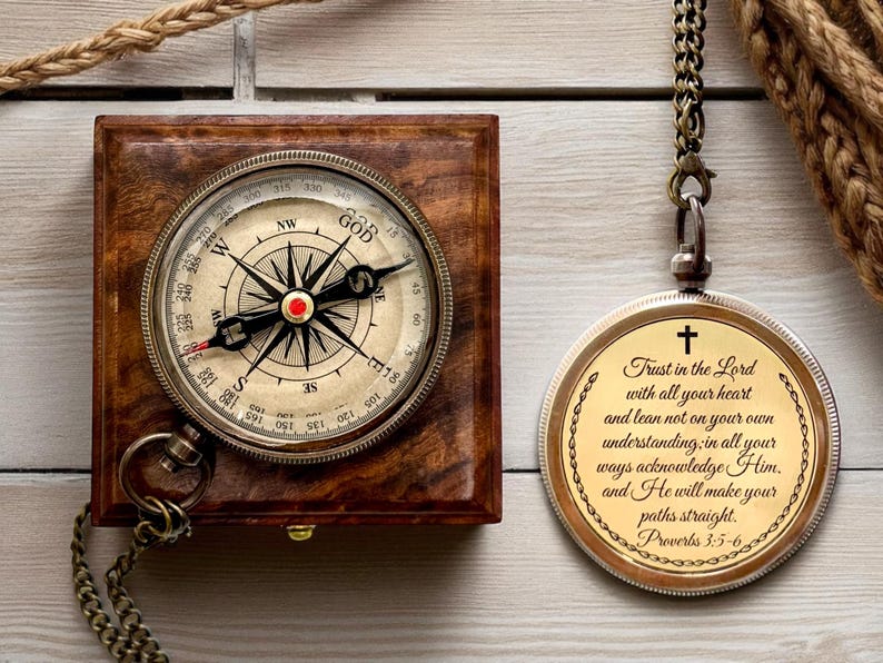 Trust in the Lord Compass, Christmas Gift Compass, Working Compass ...