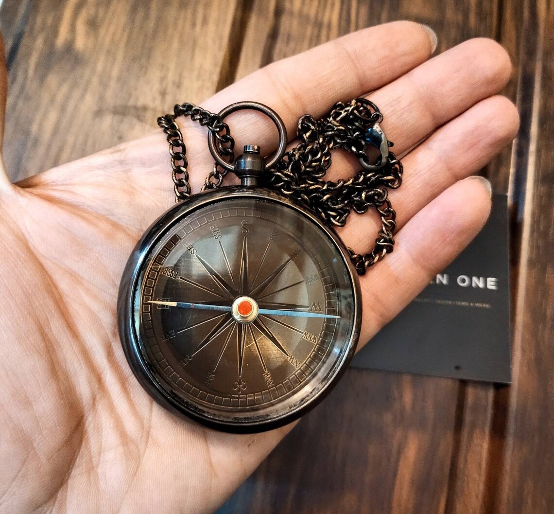 Beautiful Handmade Antique Compass Brass Nautical Compass Chain ...