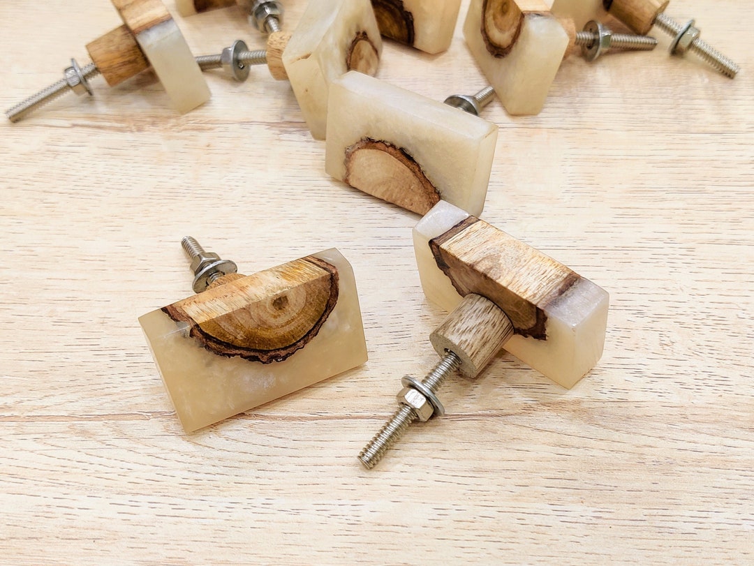 Clear Resin Knob, Wood Drawer Knobs, Drawer Pull, Wooden Drawer Knobs, Resin Knobs, Artistic ...