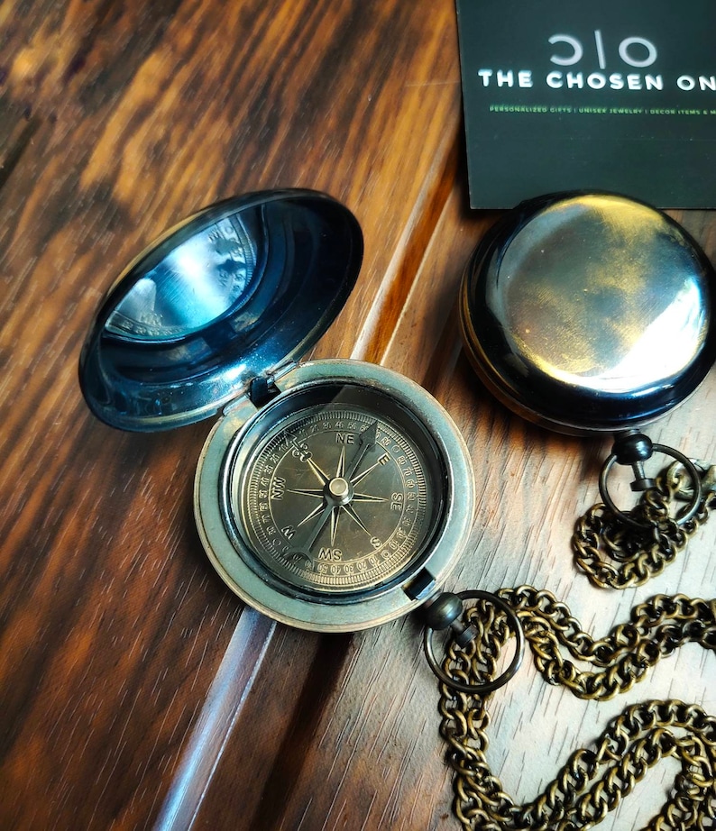 Personalized Brass Compass, Vintage Finish, Locket Compass ...