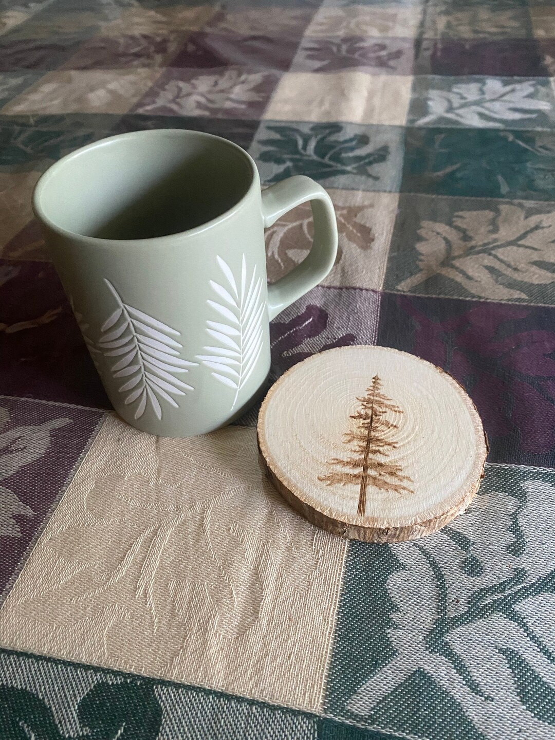 Wood Burned Coasters, Wood Slice Coasters, Rustic Wood Coasters, Tree ...