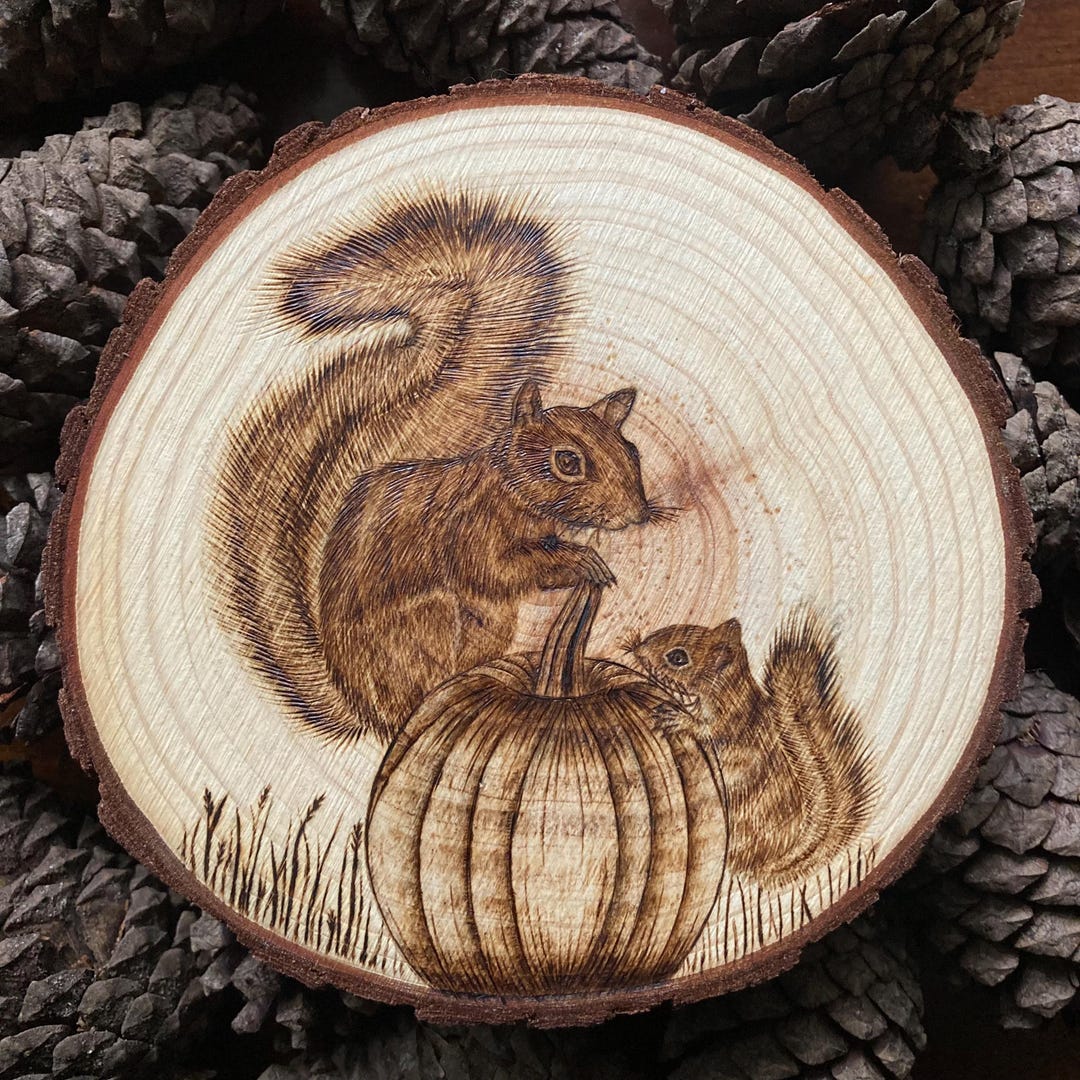 Fall Wood Decor, Squirrel Art, Wood Burning Art, Wood Wall Art, Animal ...