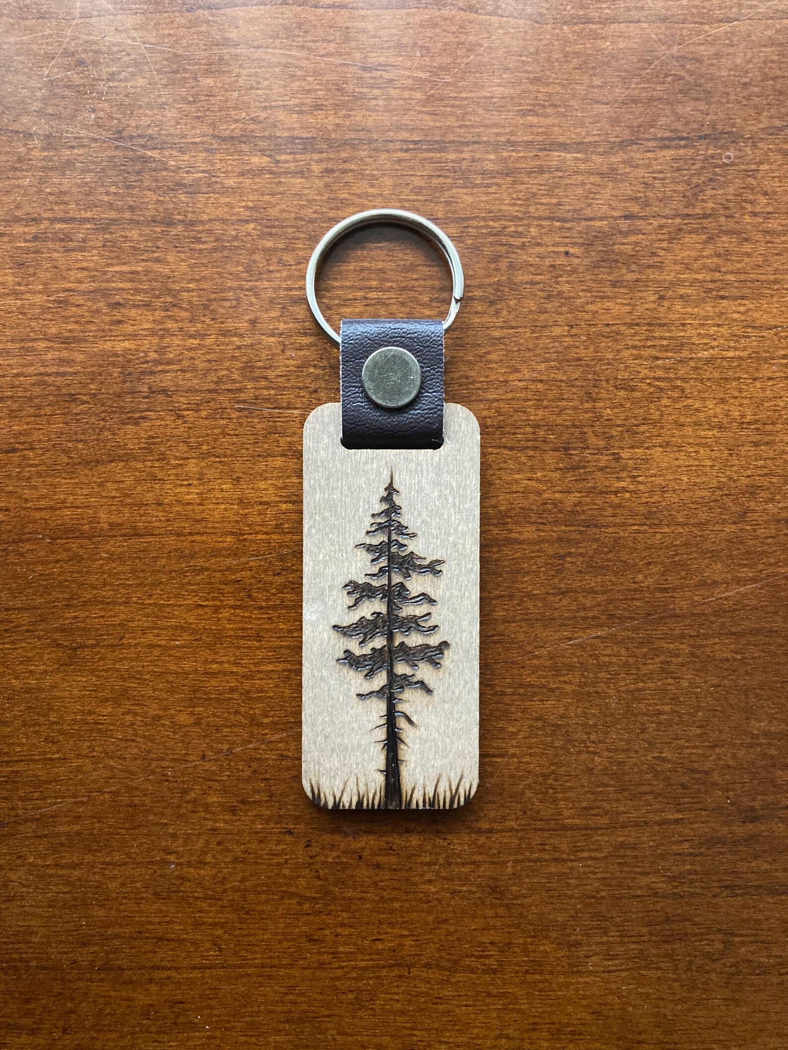 Wood Burned Keychain, Wooden Keychain, Keychain Charm, Tree Keychain ...