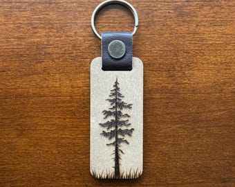 Wood Burned Keychain, Wooden Keychain, Keychain Charm, Floral Keychain ...