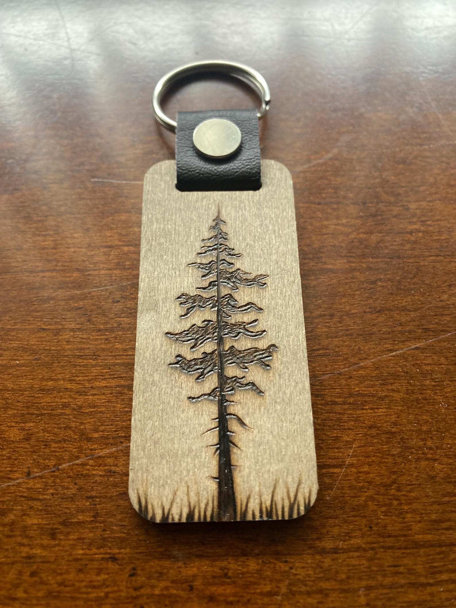 Wood Burned Keychain, Wooden Keychain, Keychain Charm, Tree Keychain ...