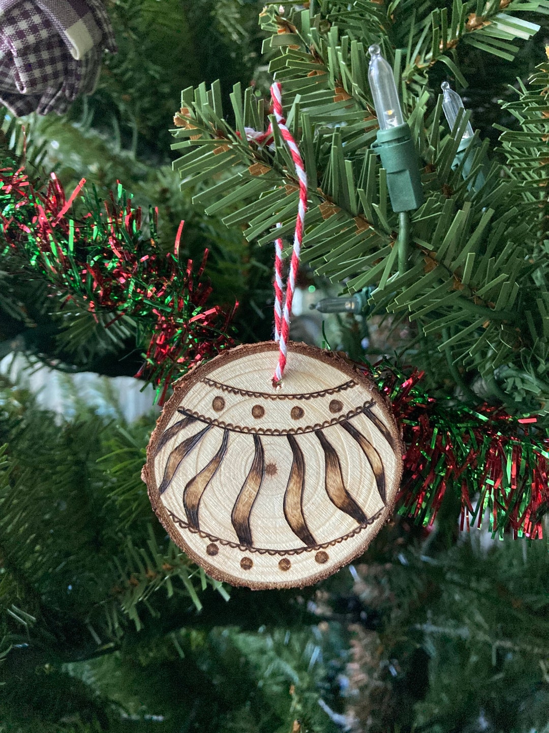 Christmas Wood Burned Ornament, Tree Ornament, Bulb Ornaments, Merry ...
