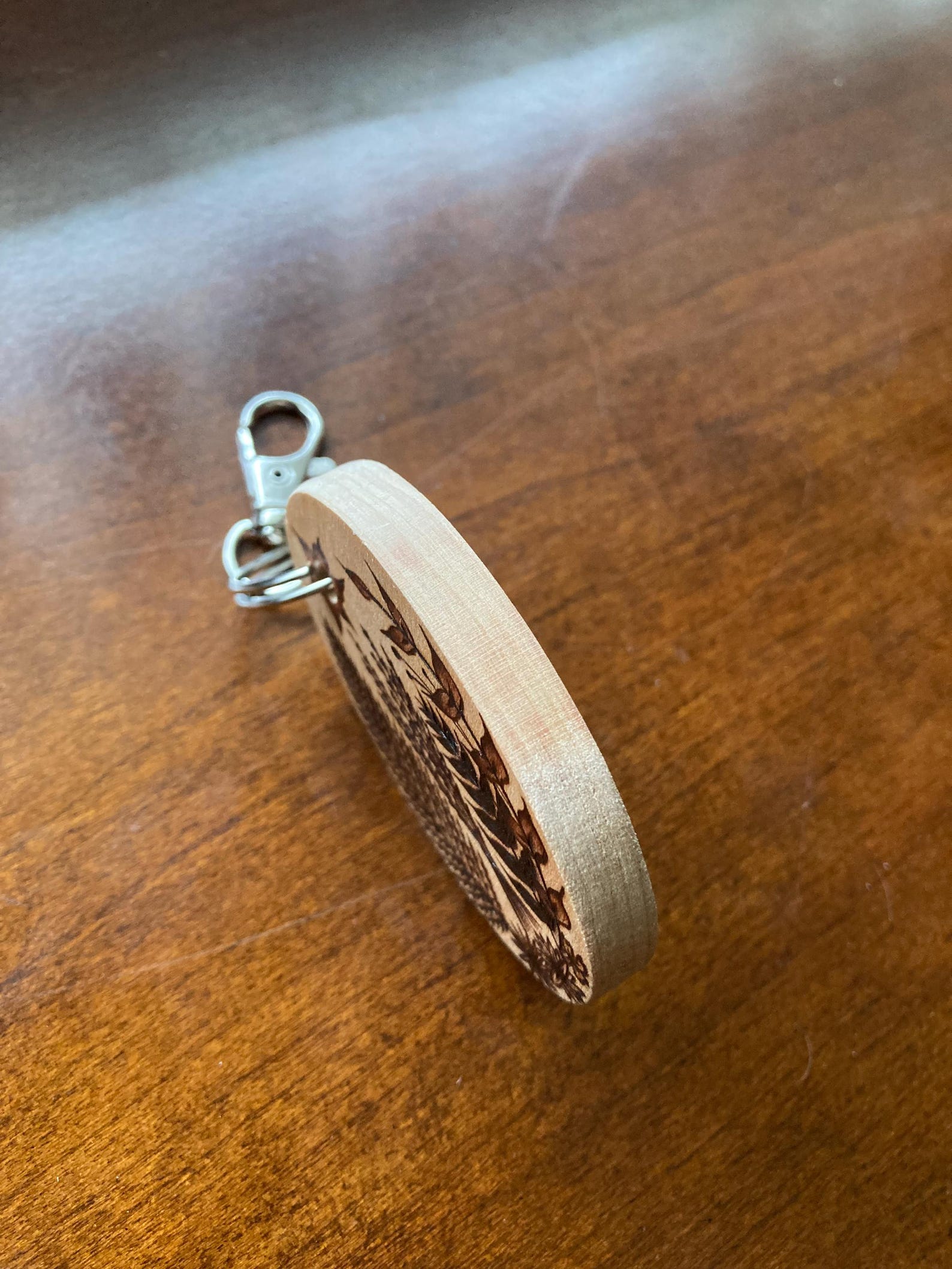 Wood Burned Keychain, Wooden Keychain, Keychain Charm, Floral Keychain ...