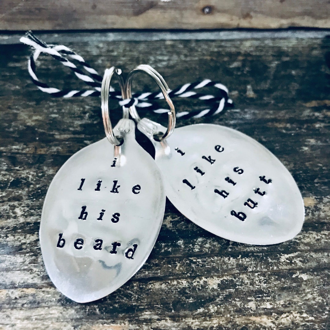 His Beard, His Butt Spoon Keyring Set SOZO Silver - Etsy