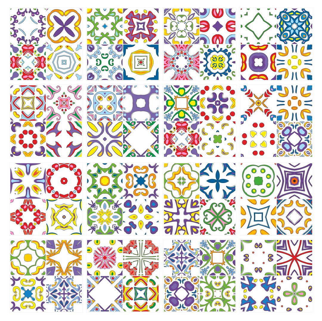 Mosaic Tile Stickers, 16 per Pack, Waterproof Transfers for 100mm X ...